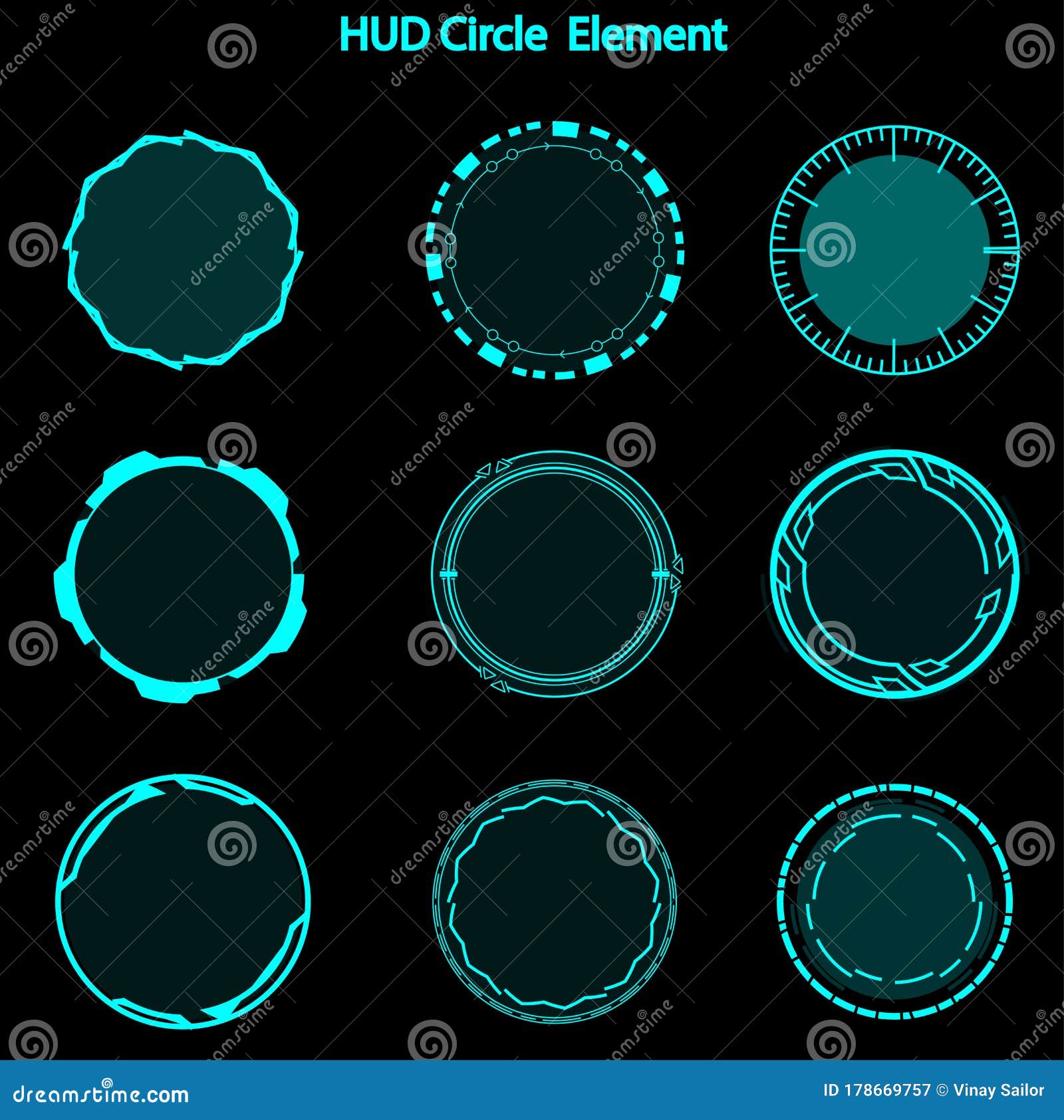 Set of Hud Circle Elements,Futuristic Sci Fi Modern User Interface Set ...