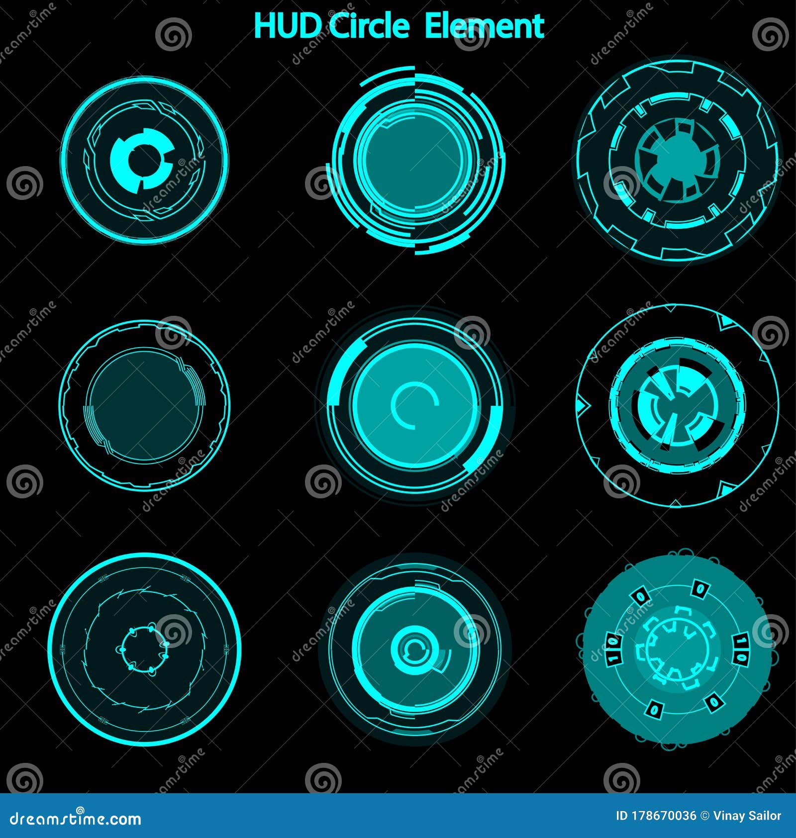 Set of Hud Circle Elements,Futuristic Sci Fi Modern User Interface Set ...