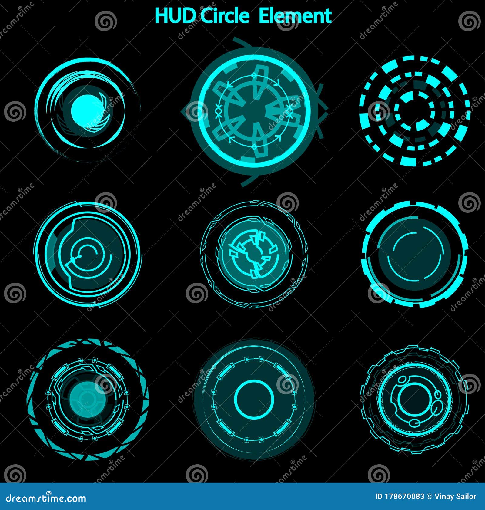 Set of Hud Circle Elements,Futuristic Sci Fi Modern User Interface Set ...