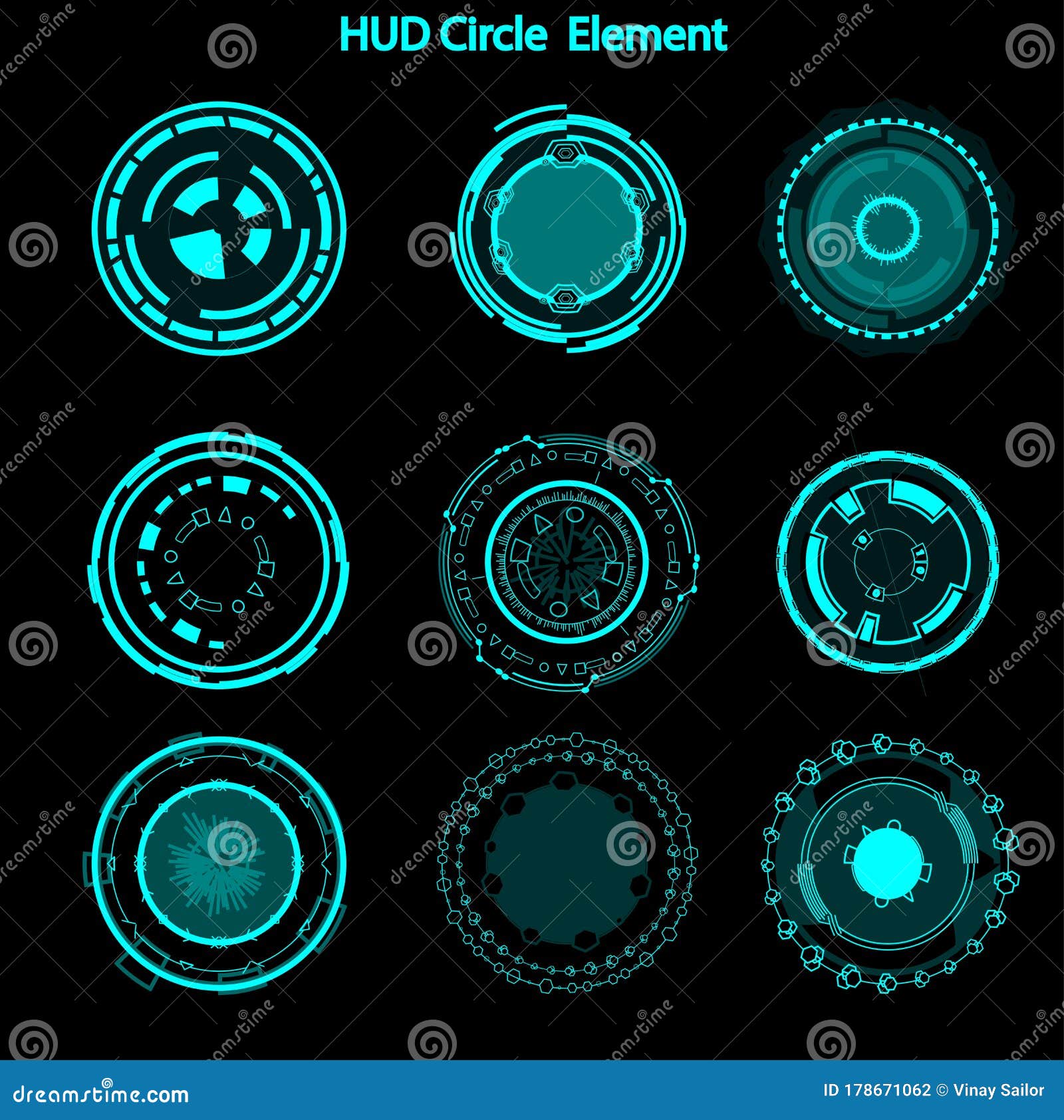 Set Of Hud Circle Elements,Futuristic Sci Fi Modern User Interface Set ...