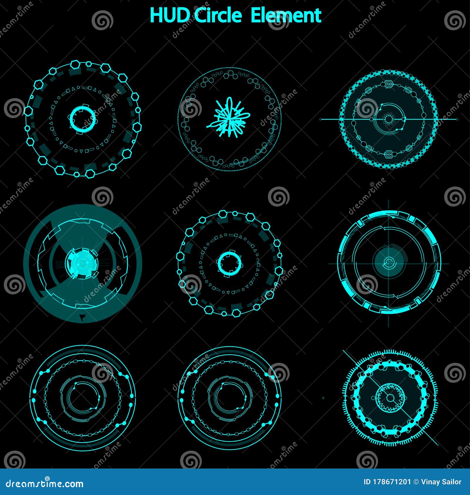Set of Hud Circle Elements,Futuristic Sci Fi Modern User Interface Set ...