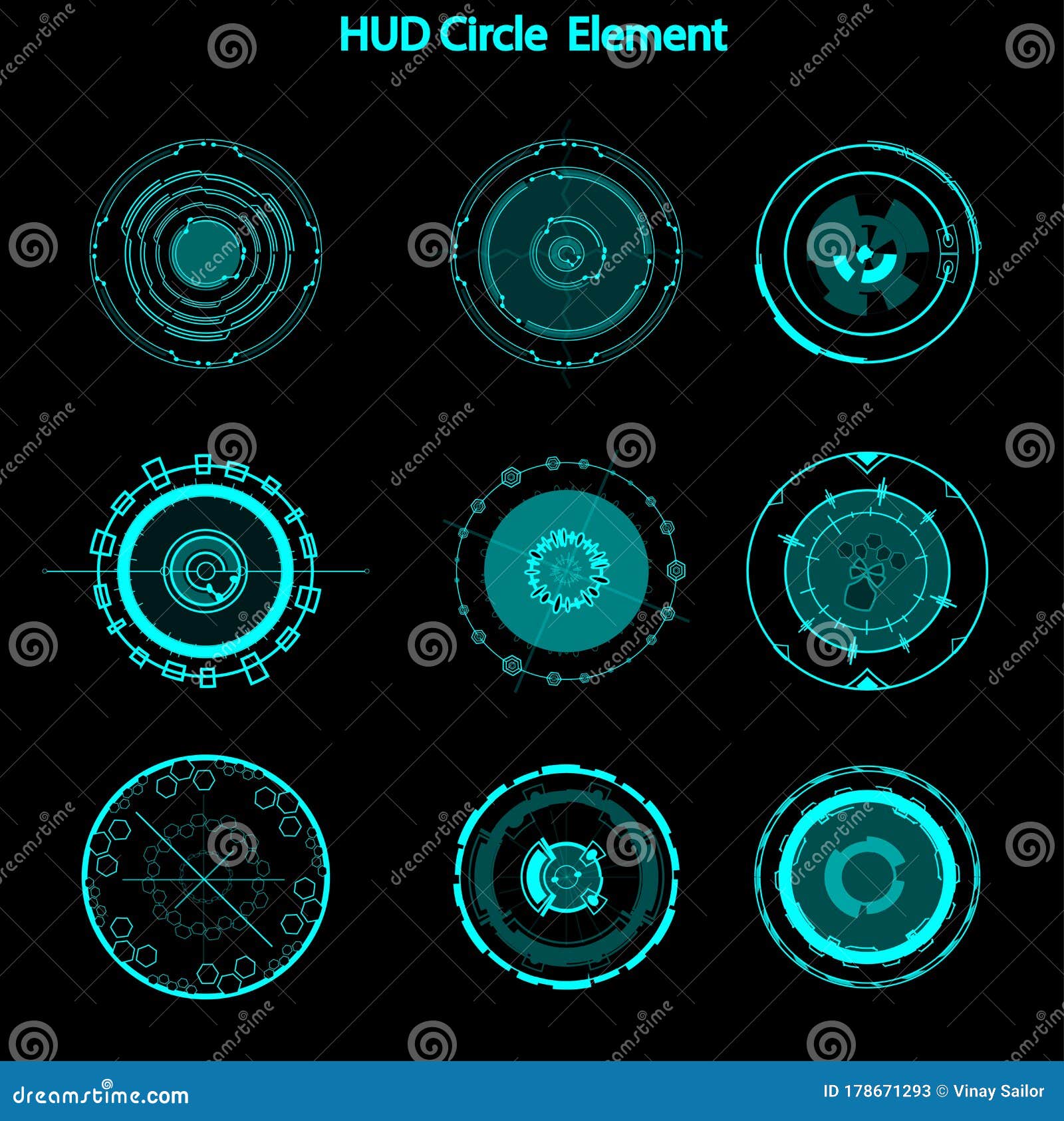 Set of Hud Circle Elements,Futuristic Sci Fi Modern User Interface Set ...