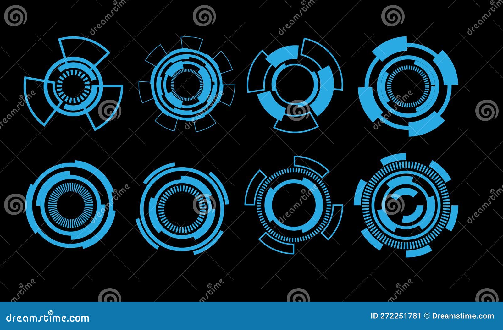Set of HUD Circle Modern User Interface Elements Design Technology ...