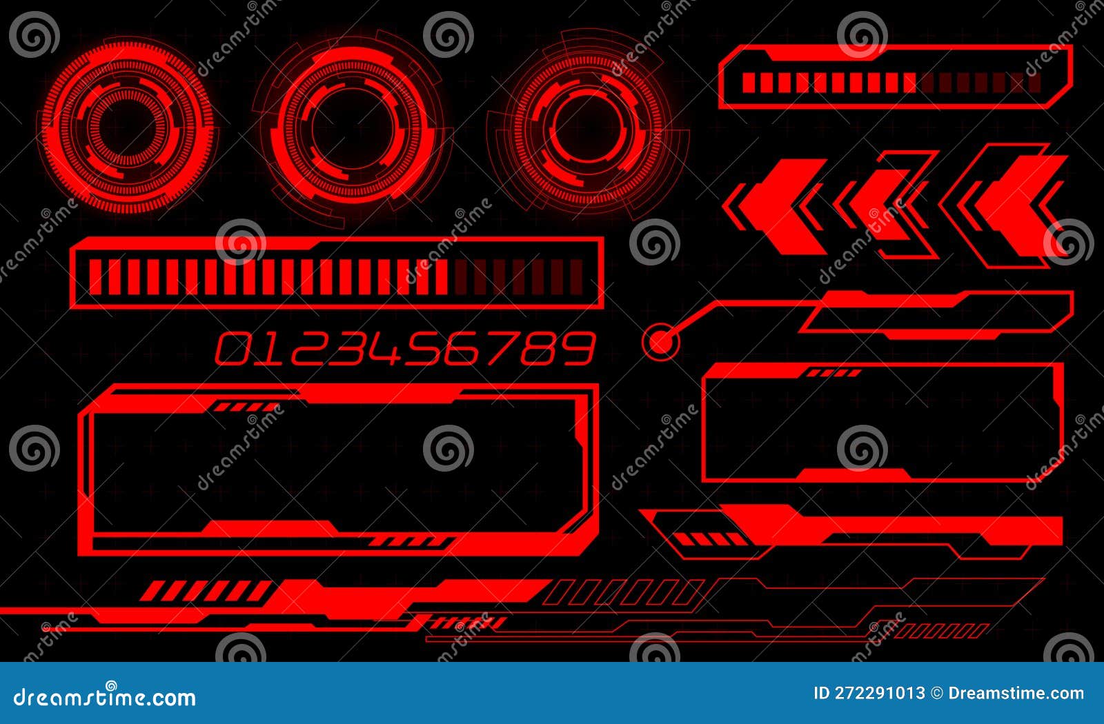 Set of HUD Circle Modern User Interface Elements Design Technology ...