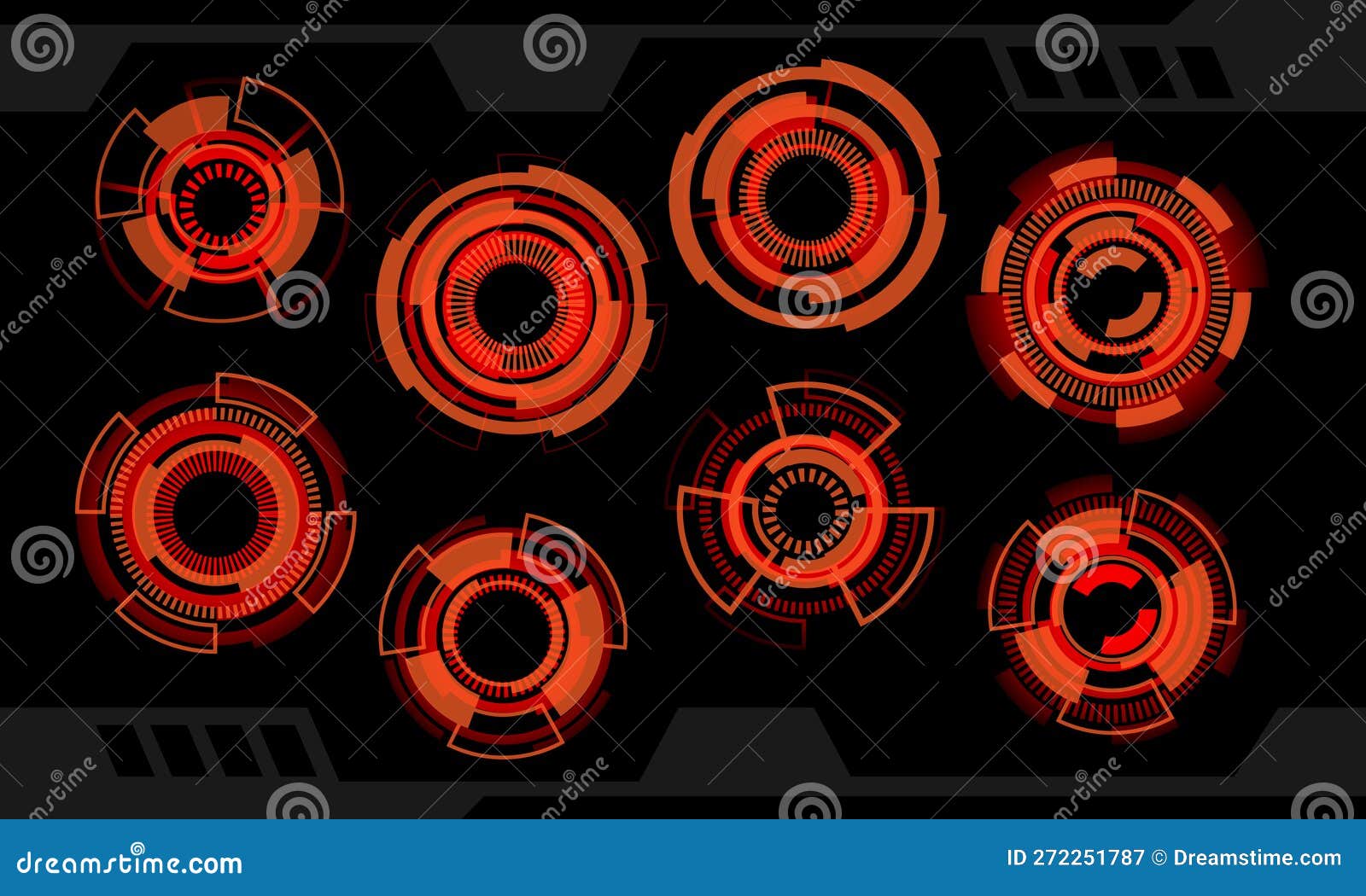 Set of HUD Circle Red Orange Modern User Interface Elements Design ...