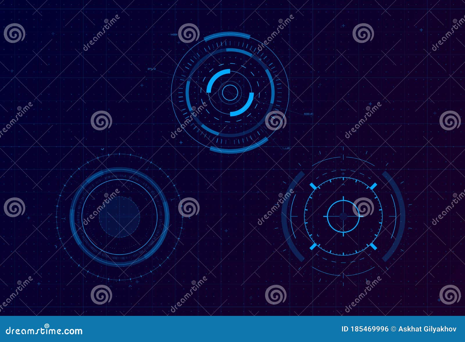 Set of HUD Circle Targets. Sci-fi Round Head-up Display for Futuristic ...