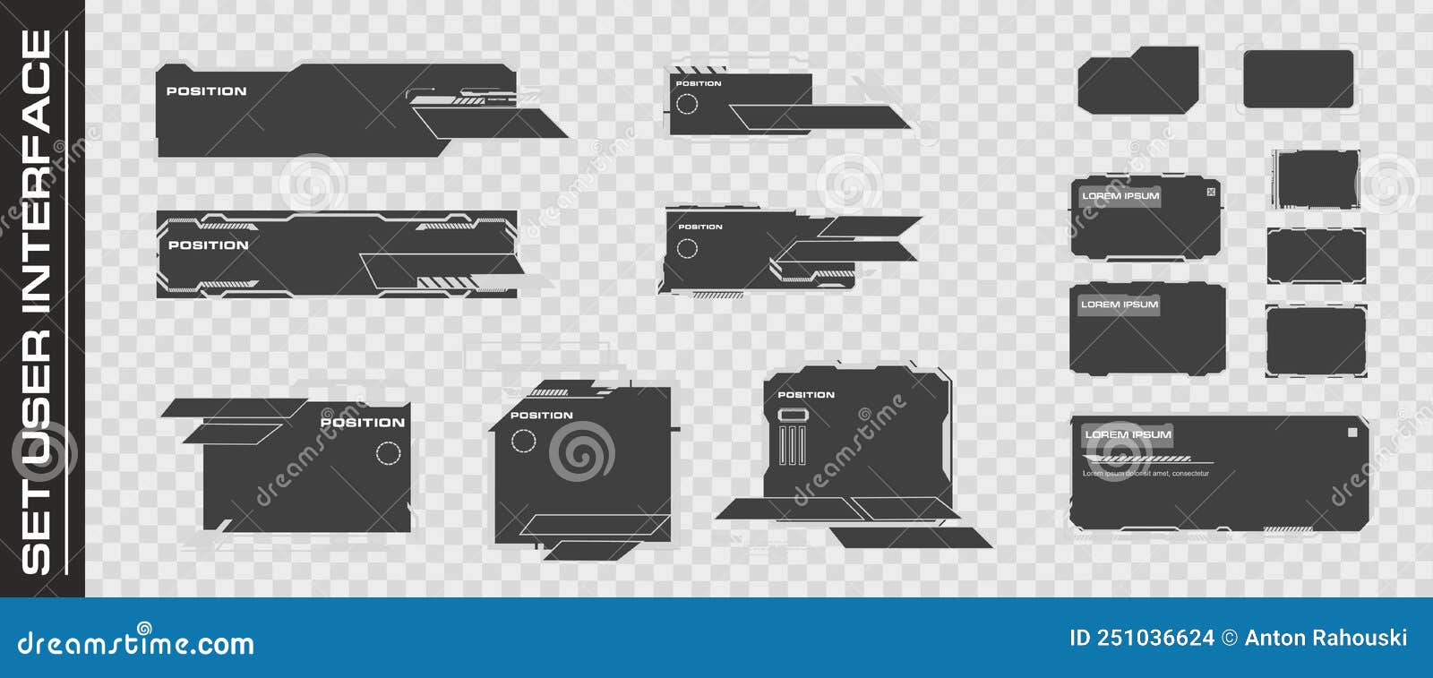 Set Of HUD Elements On A Transparent Background. Futuristic Virtual User Interface With Frames ...