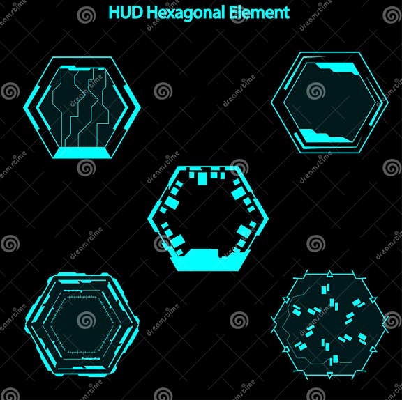 Set of Hud Hexagon Elements,Futuristic Sci Fi Modern User Interface Set ...