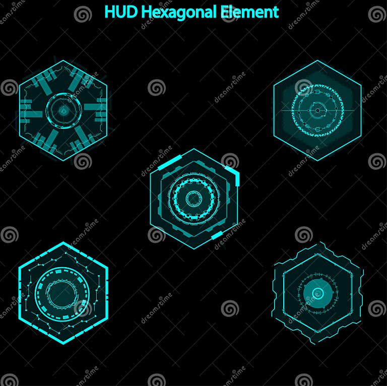 Set of Hud Hexagon Elements,Futuristic Sci Fi Modern User Interface Set ...