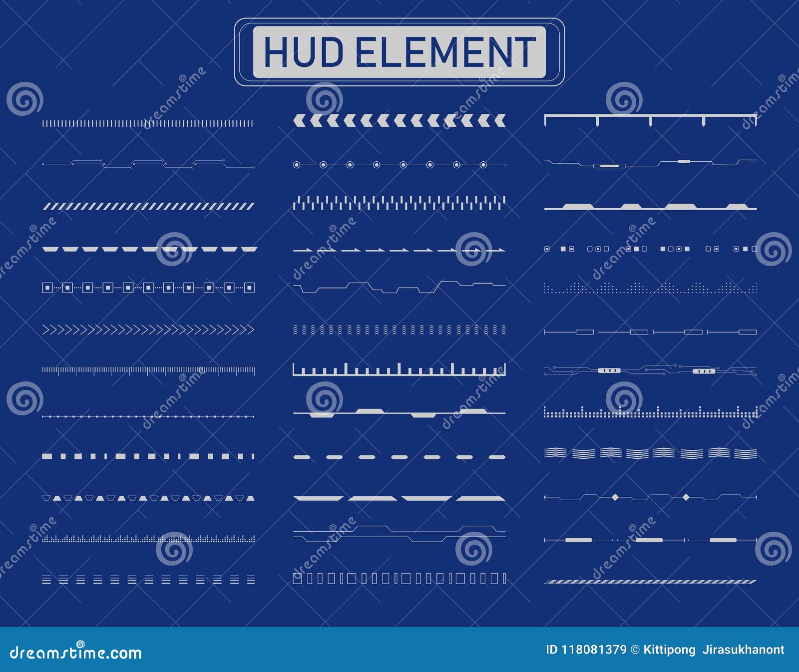 Set of hud lines elements stock vector. Illustration of electronic ...