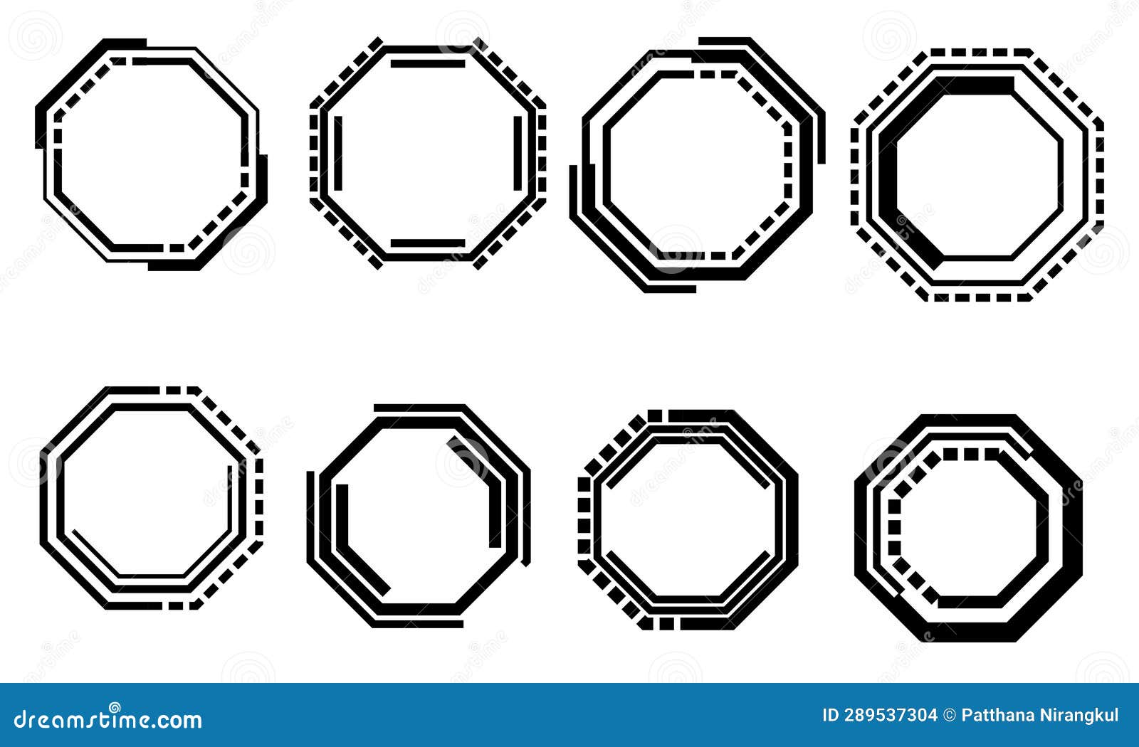 Set of HUD Octagon Modern User Interface Elements Design Technology ...