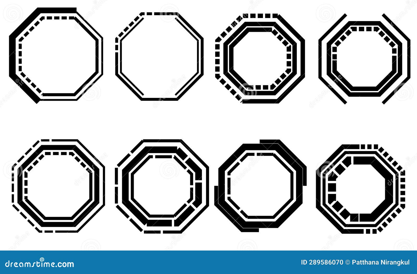 Set of HUD Octagon Modern User Interface Elements Design Technology ...