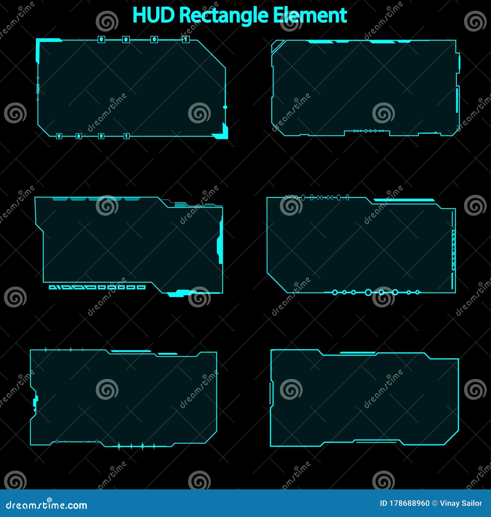 Set Of Hud Rectangle Elements,Futuristic Sci Fi Modern User Interface ...