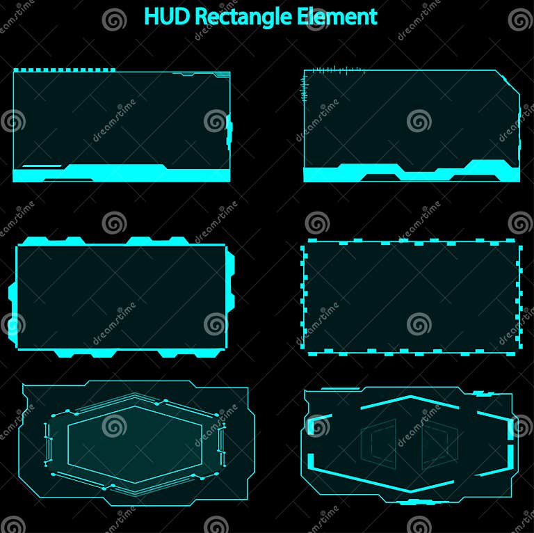 Set of Hud Rectangle Elements,Futuristic Sci Fi Modern User Interface ...
