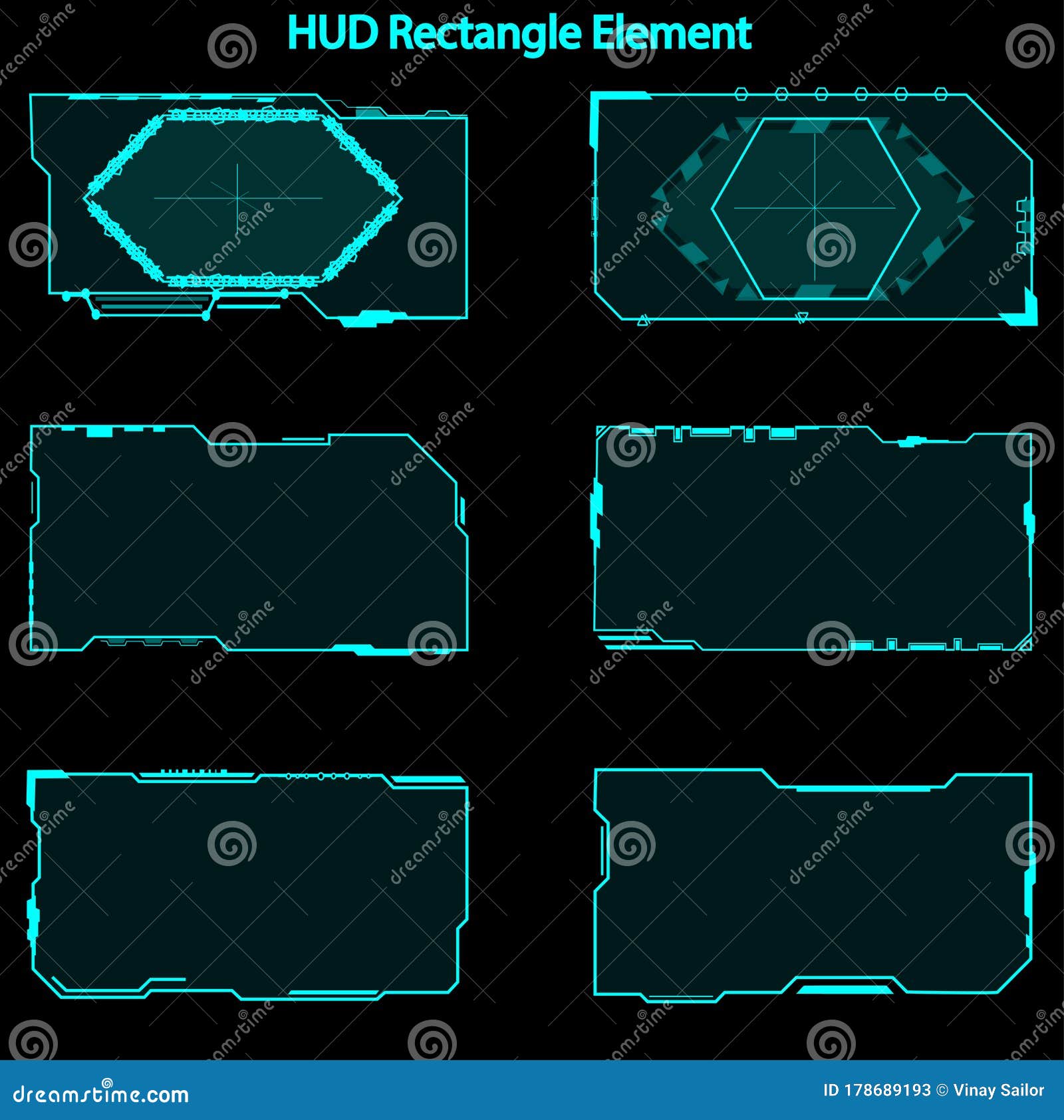 Set of Hud Rectangle Elements,Futuristic Sci Fi Modern User Interface ...