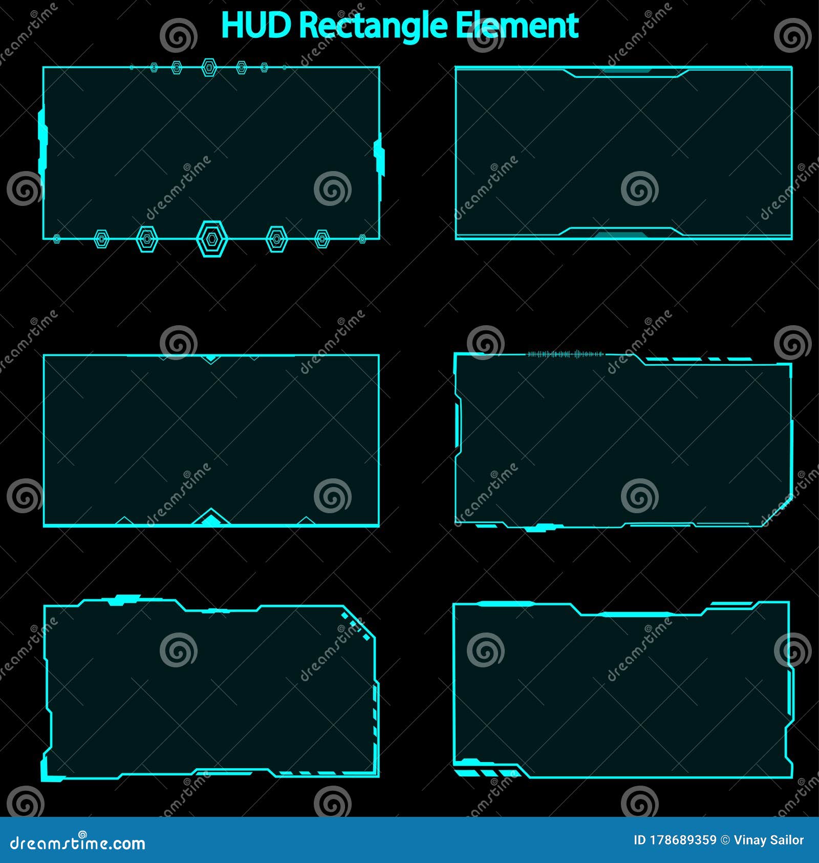 Set Of Hud Rectangle Elements,Futuristic Sci Fi Modern User Interface ...