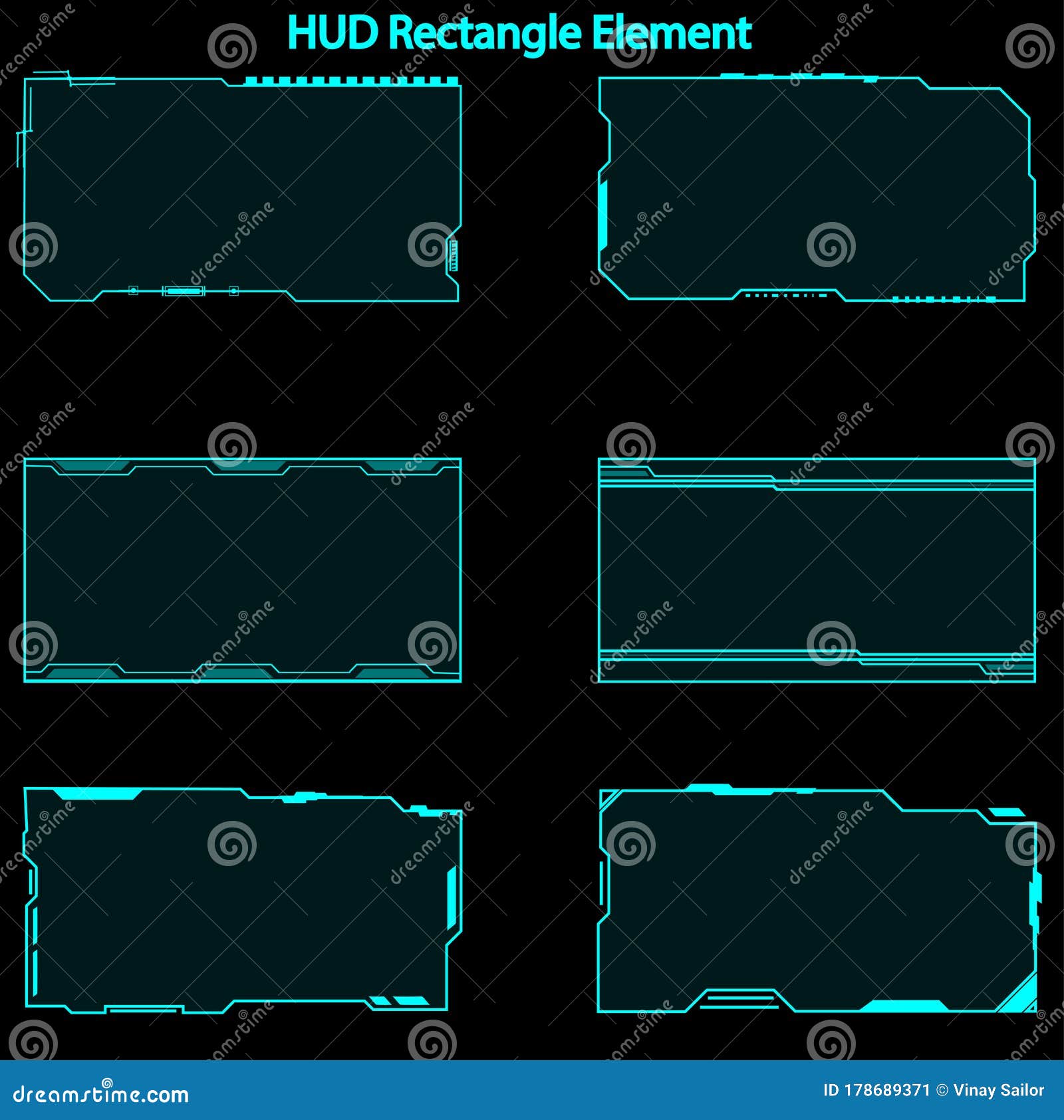 Set of Hud Rectangle Elements,Futuristic Sci Fi Modern User Interface ...