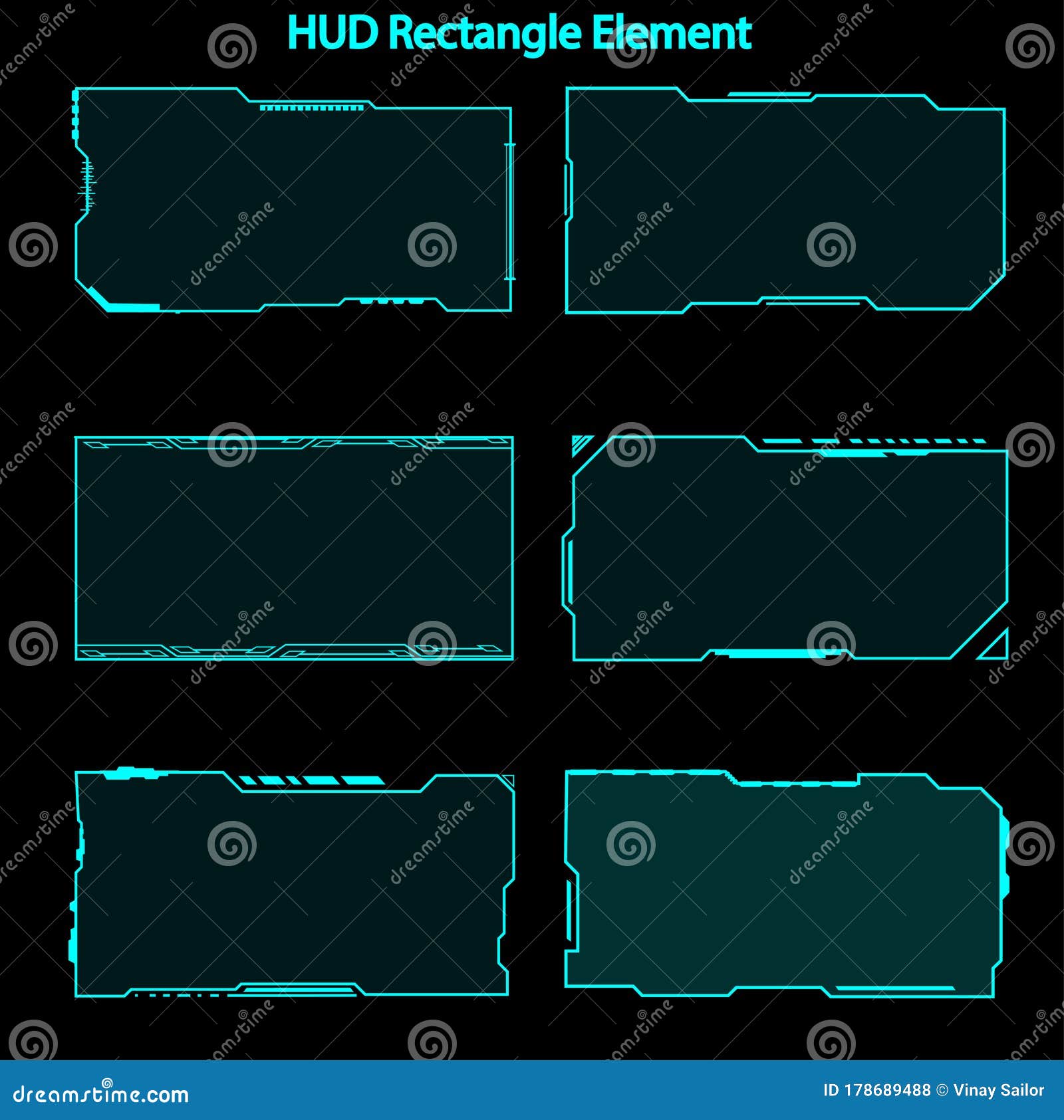 Set of Hud Rectangle Elements,Futuristic Sci Fi Modern User Interface ...