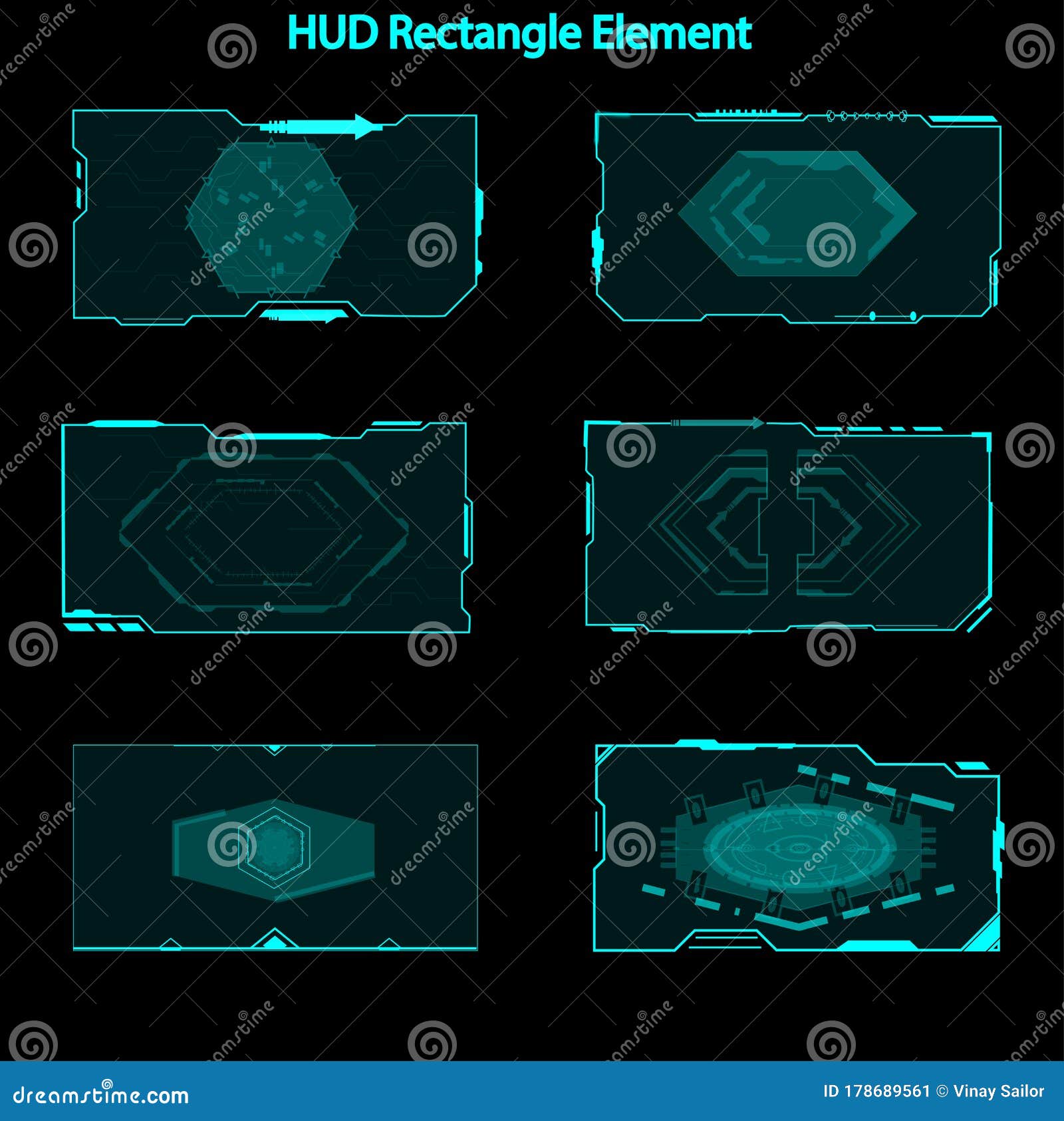 Set of Hud Rectangle Elements,Futuristic Sci Fi Modern User Interface ...