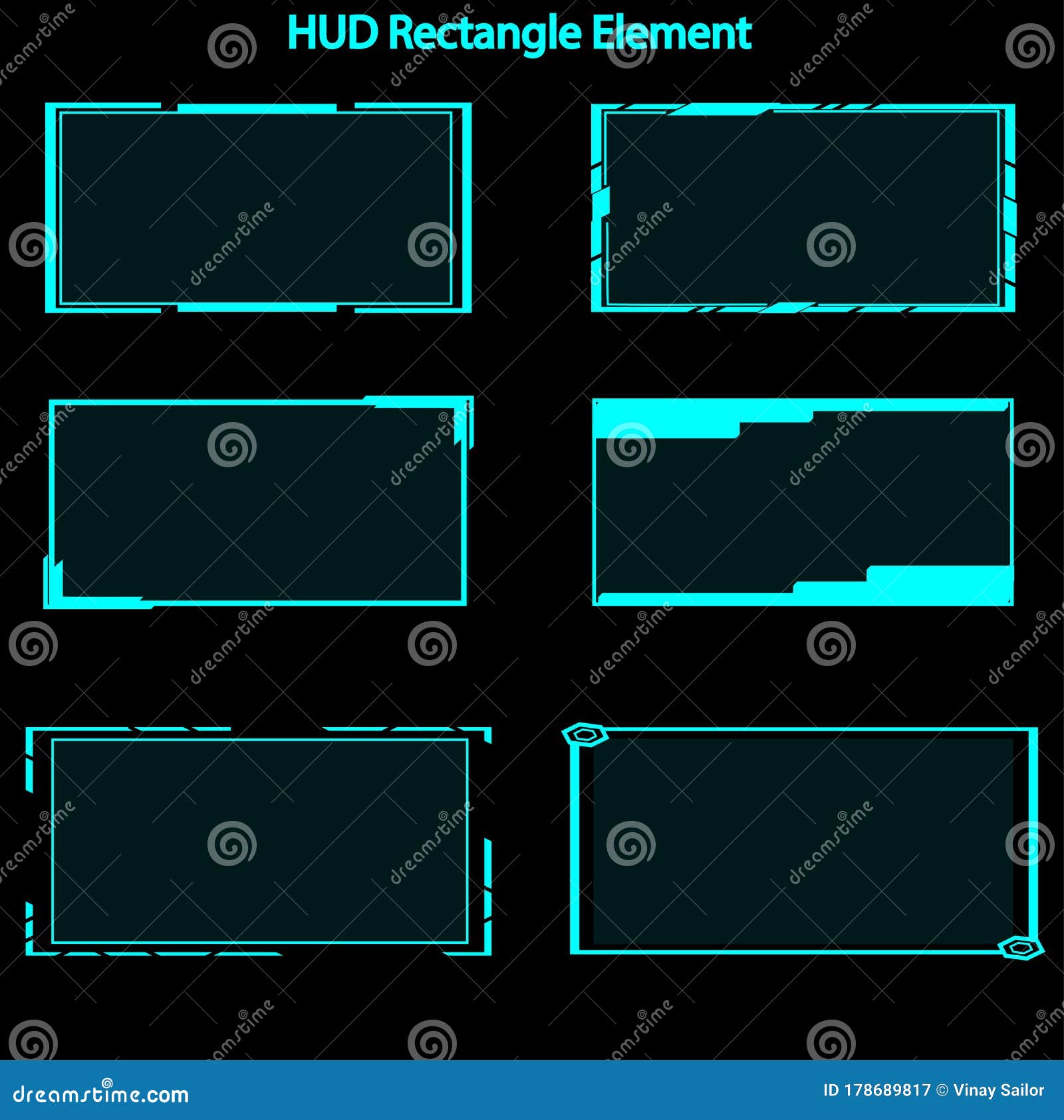 Set Of Hud Rectangle Elements,Futuristic Sci Fi Modern User Interface ...