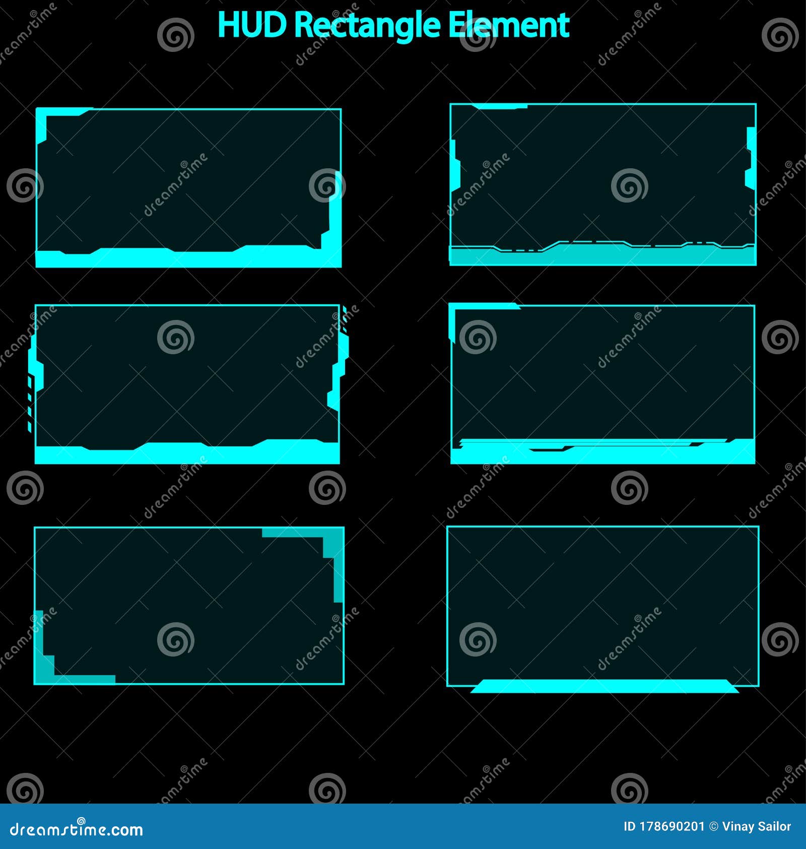 Set of Hud Rectangle Elements,Futuristic Sci Fi Modern User Interface ...