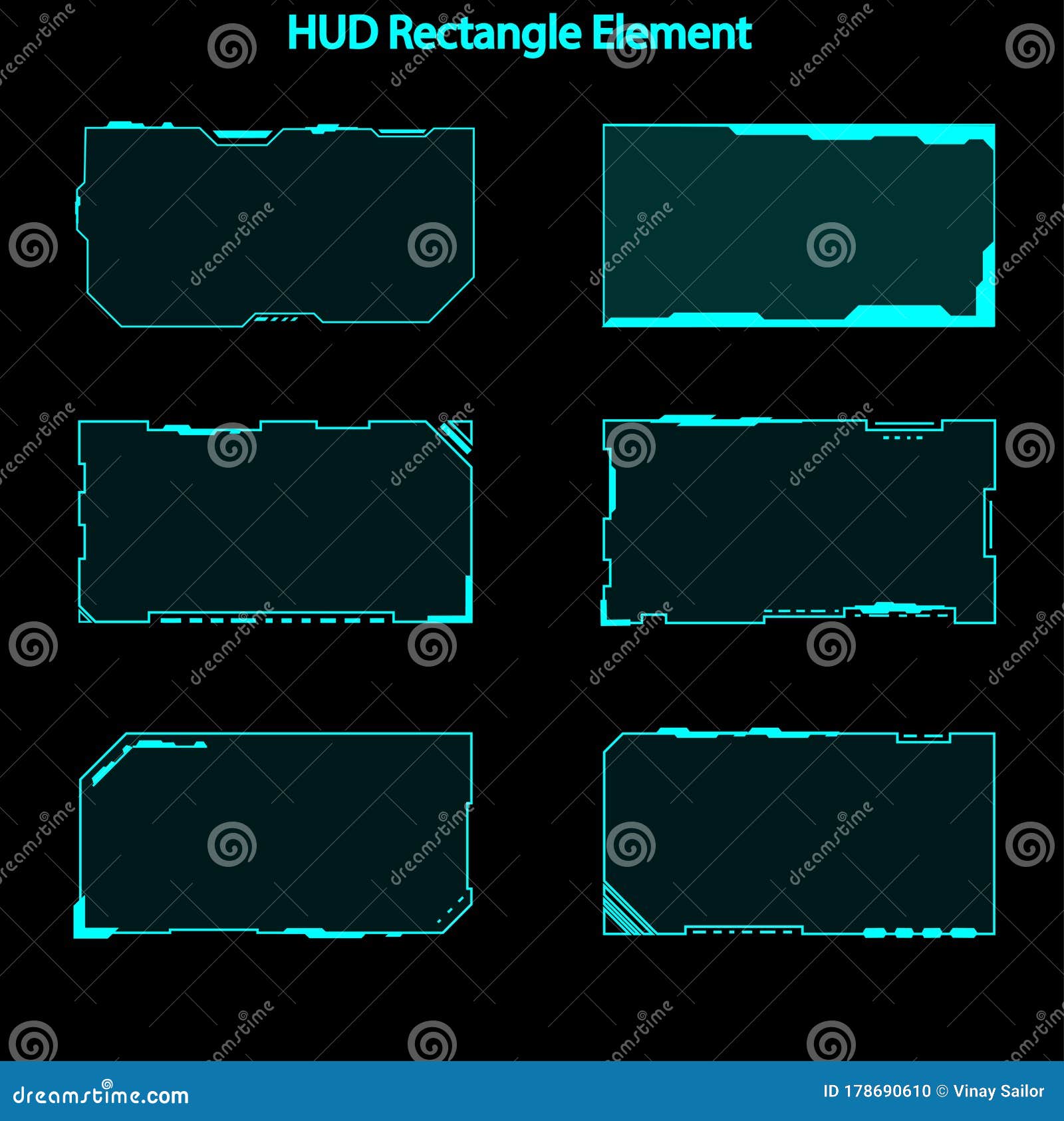 Set of Hud Rectangle Elements,Futuristic Sci Fi Modern User Interface ...