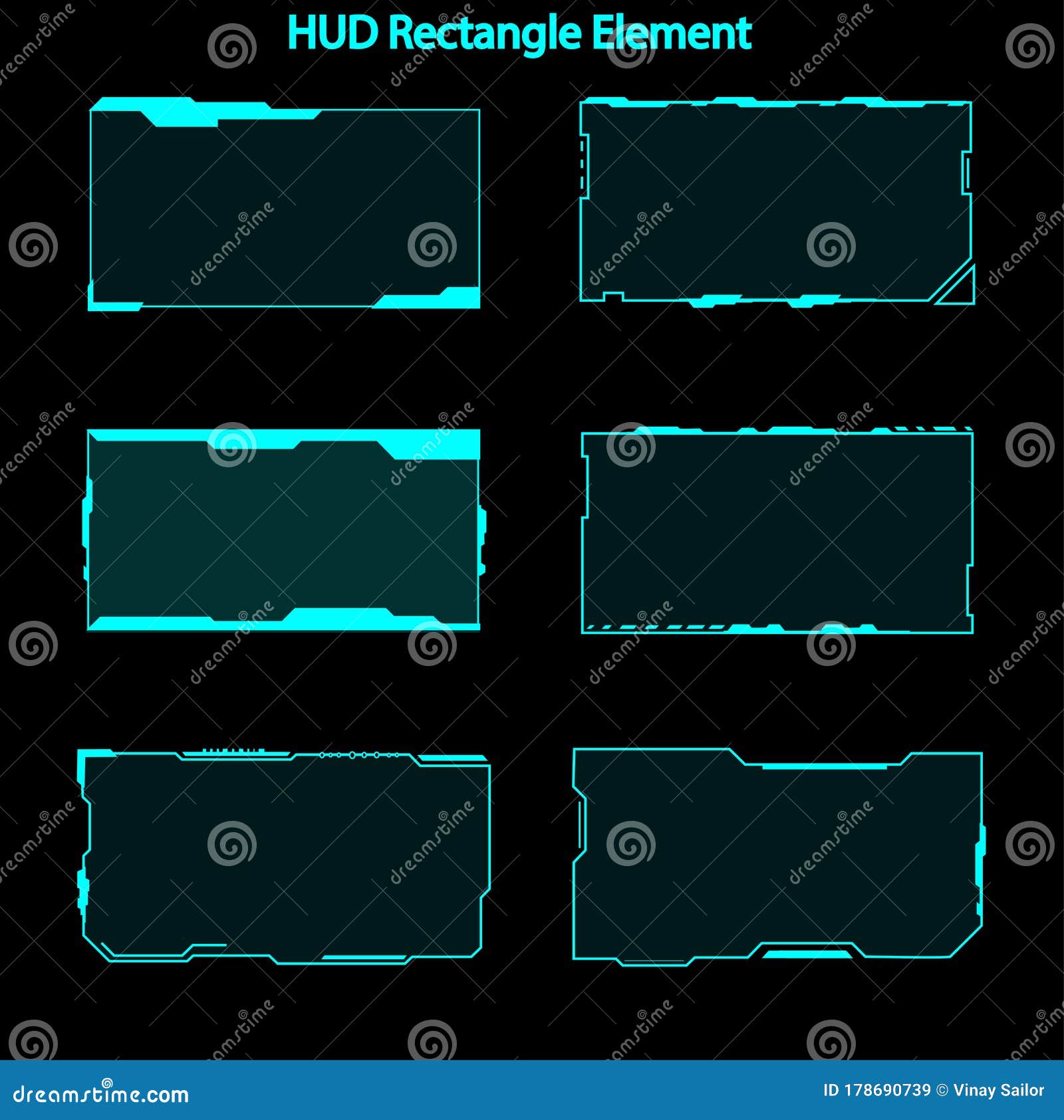 Set of Hud Rectangle Elements,Futuristic Sci Fi Modern User Interface ...