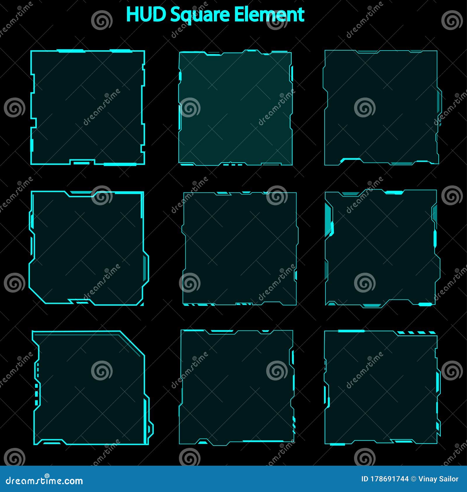 Set of Hud Square Elements,Futuristic Sci Fi Modern User Interface Set ...