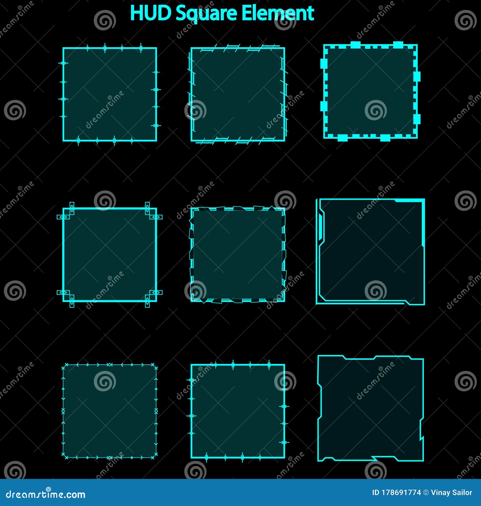 Set of Hud Square Elements,Futuristic Sci Fi Modern User Interface Set ...