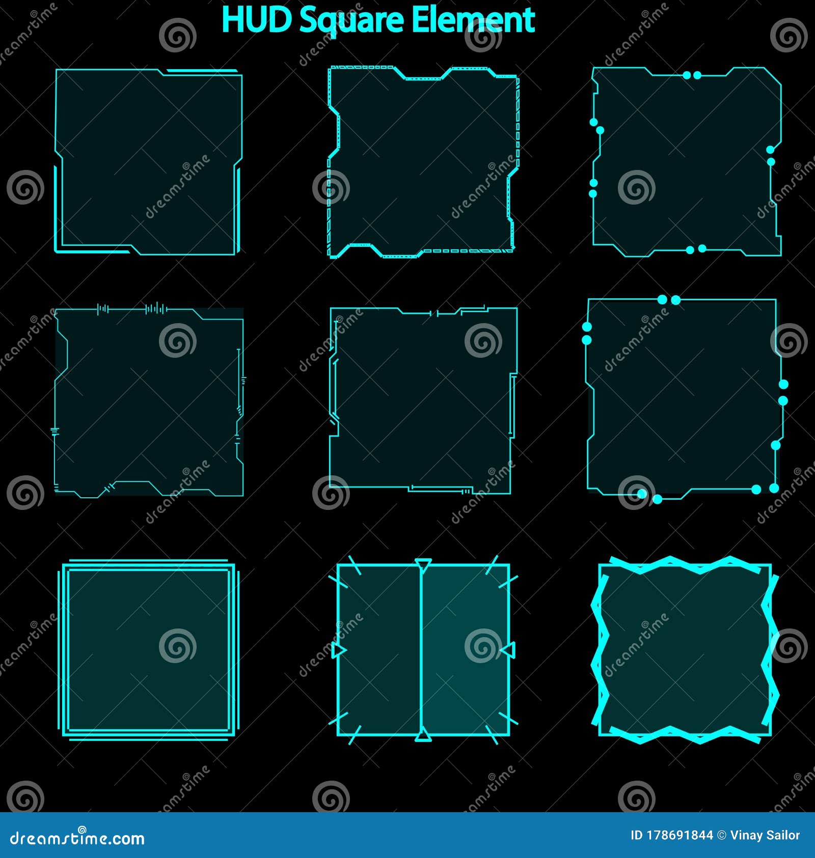 Set of Hud Square Elements,Futuristic Sci Fi Modern User Interface Set ...
