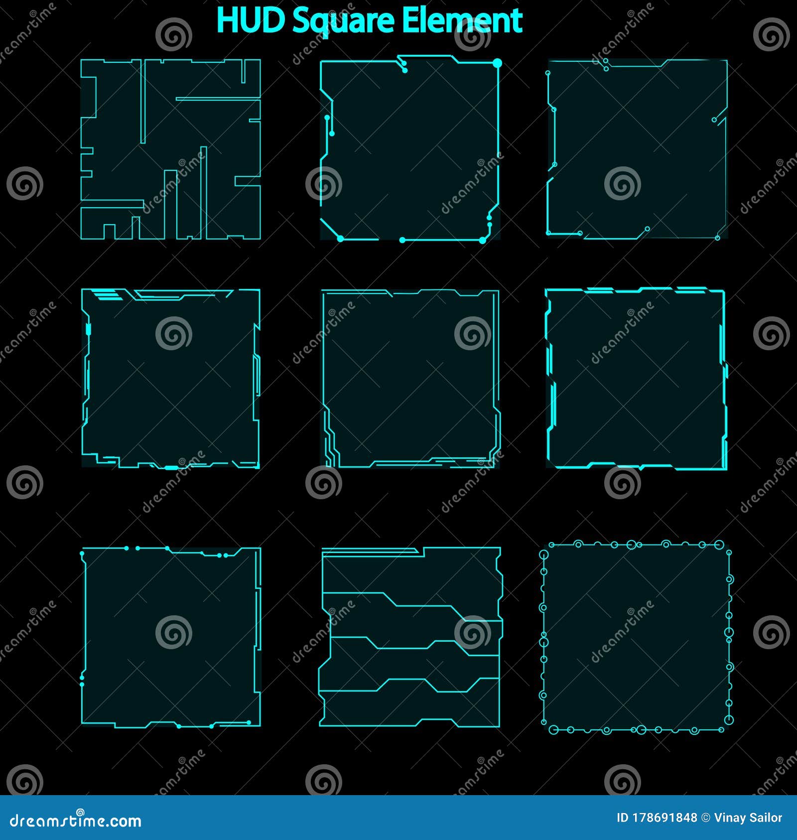 Set of Hud Square Elements,Futuristic Sci Fi Modern User Interface Set ...