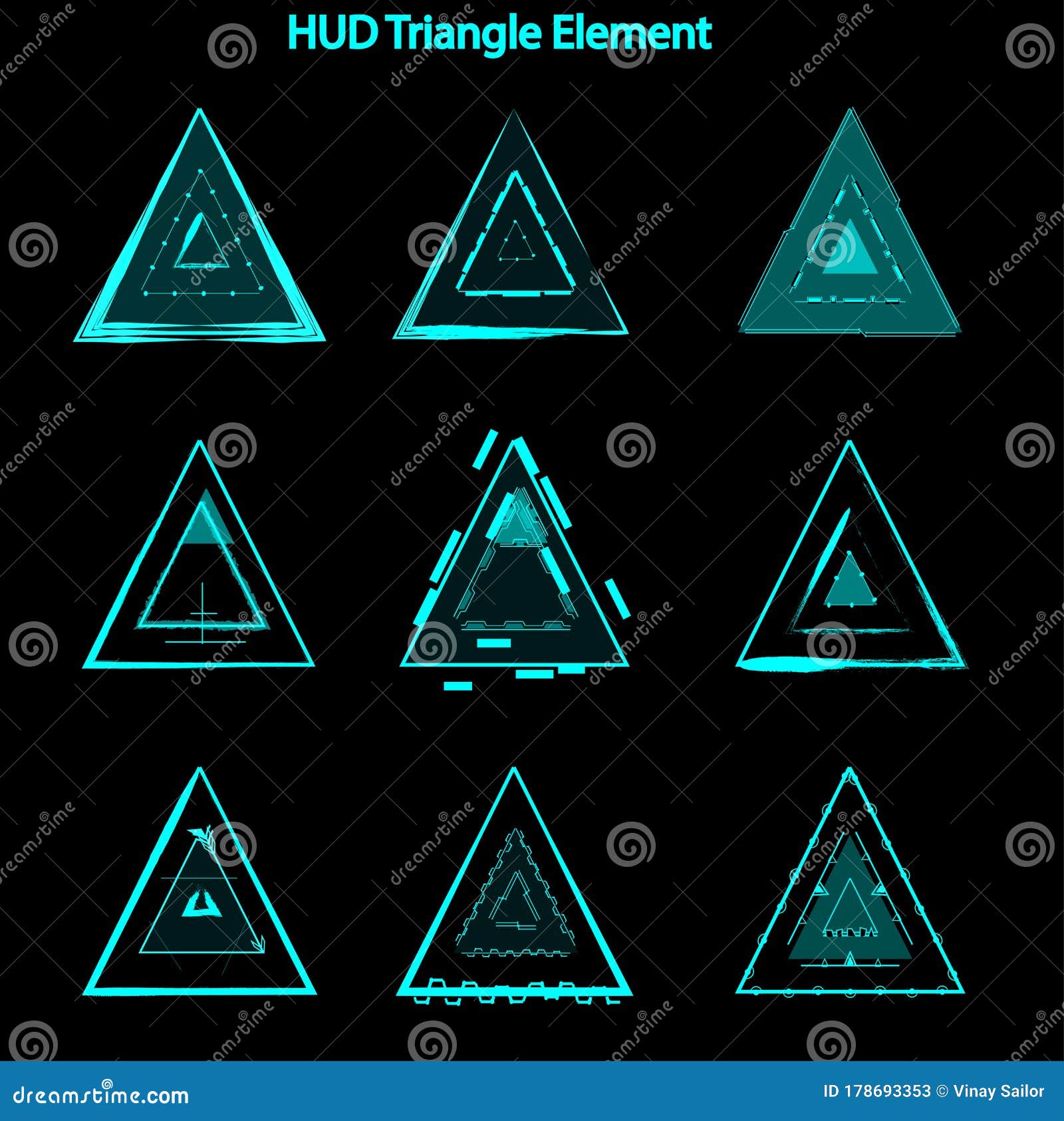 Set Of Hud Triangle Elements,Futuristic Sci Fi Modern User Interface ...