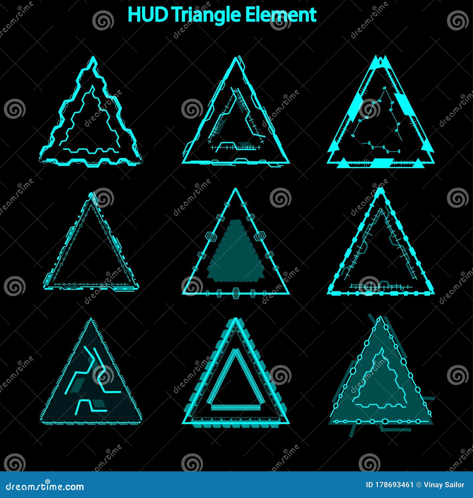 Set of Hud Triangle Elements,Futuristic Sci Fi Modern User Interface ...