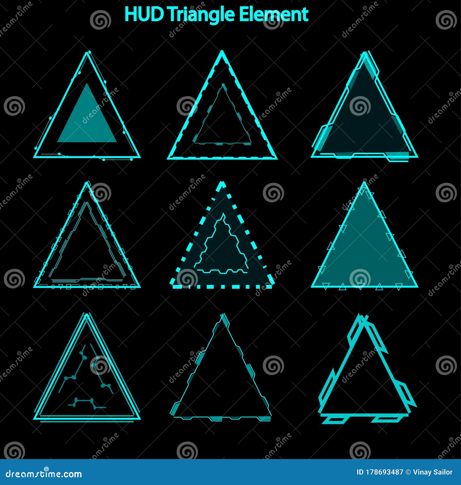 Set of Hud Triangle Elements,Futuristic Sci Fi Modern User Interface ...