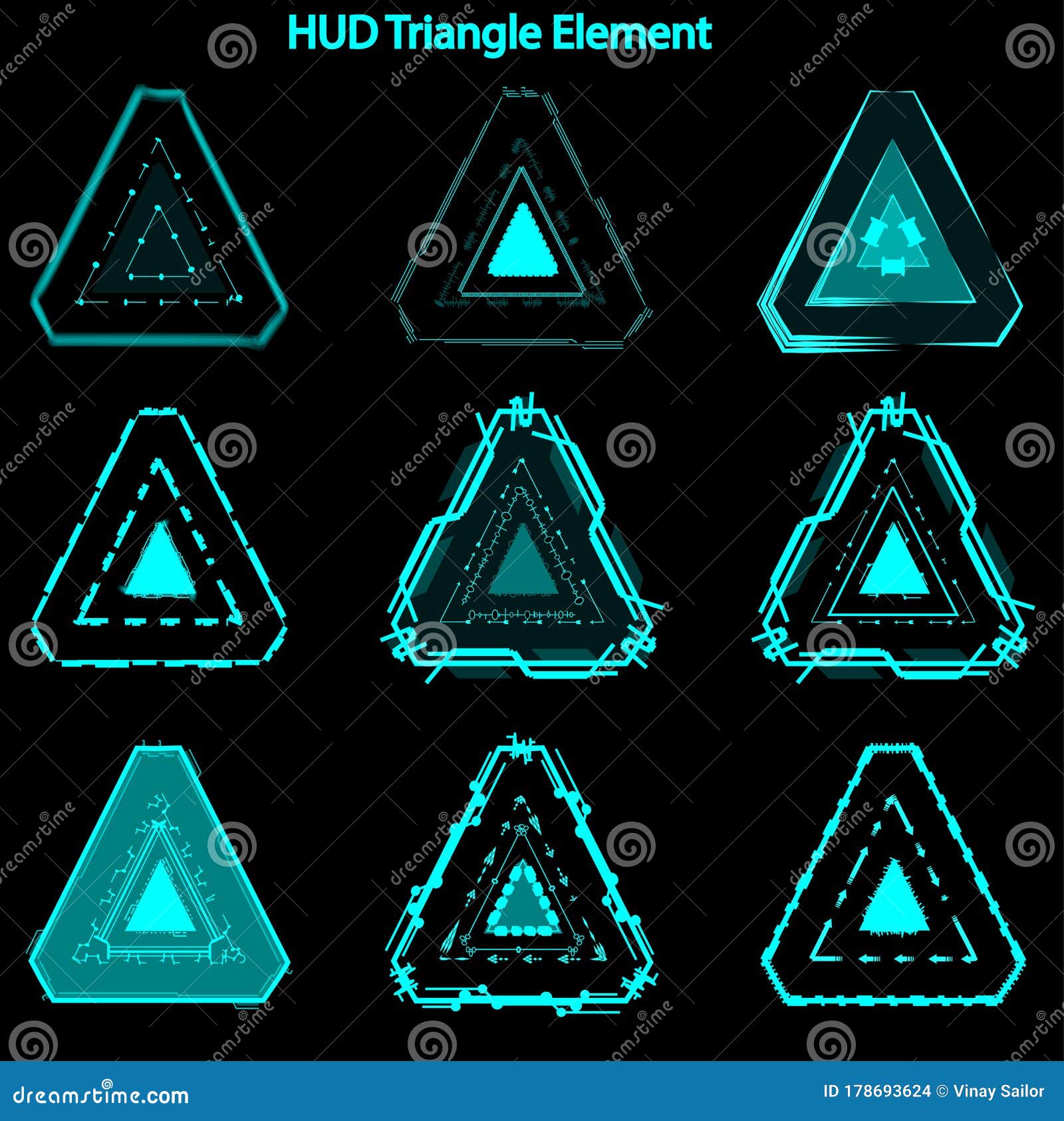 Set Of Hud Triangle Elements,Futuristic Sci Fi Modern User Interface ...