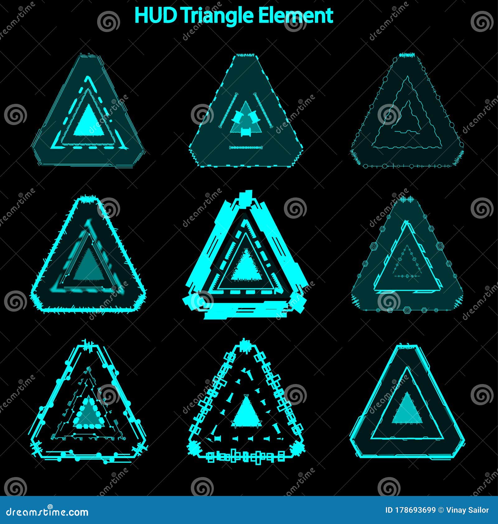 Set of Hud Triangle Elements,Futuristic Sci Fi Modern User Interface ...