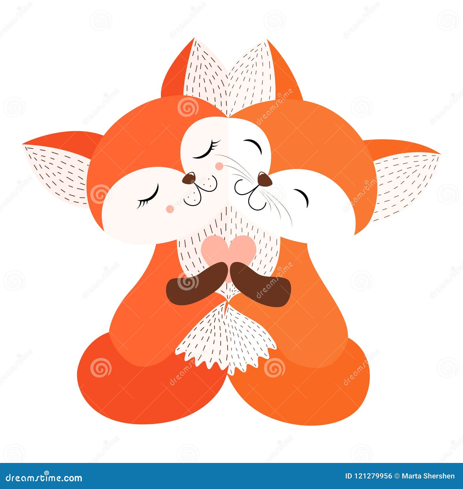 Hugging Fox Postcard Vector Illustration Stock Illustration ... Hugging Fox Postcard Vector Illustration Stock Illustration ...