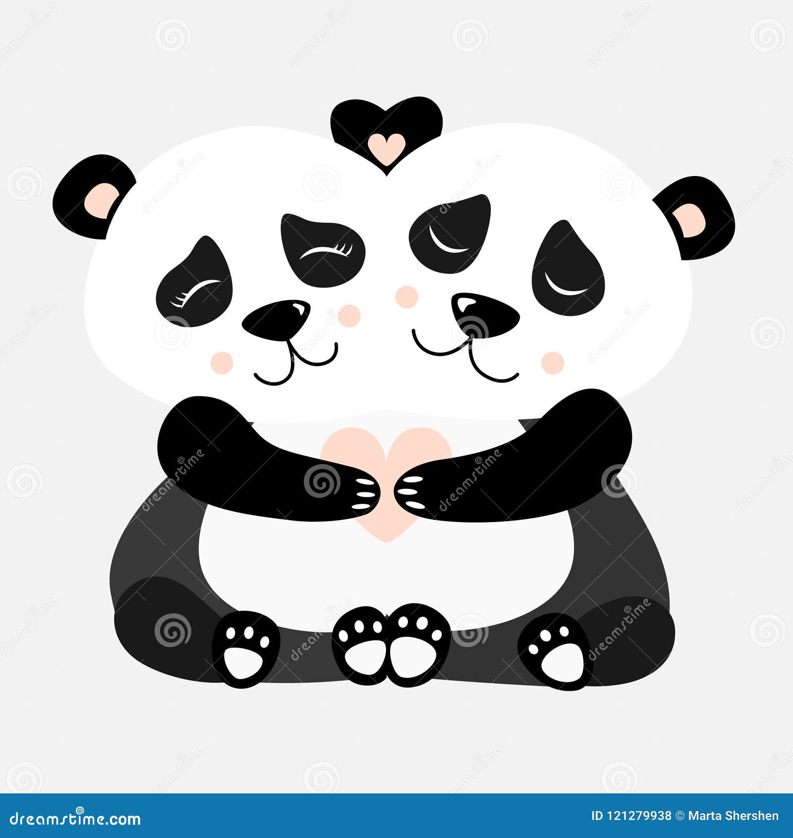 Hugging Panda Postcard Vector Illustration Stock Illustration ... Hugging Panda Postcard Vector Illustration Stock Illustration ...