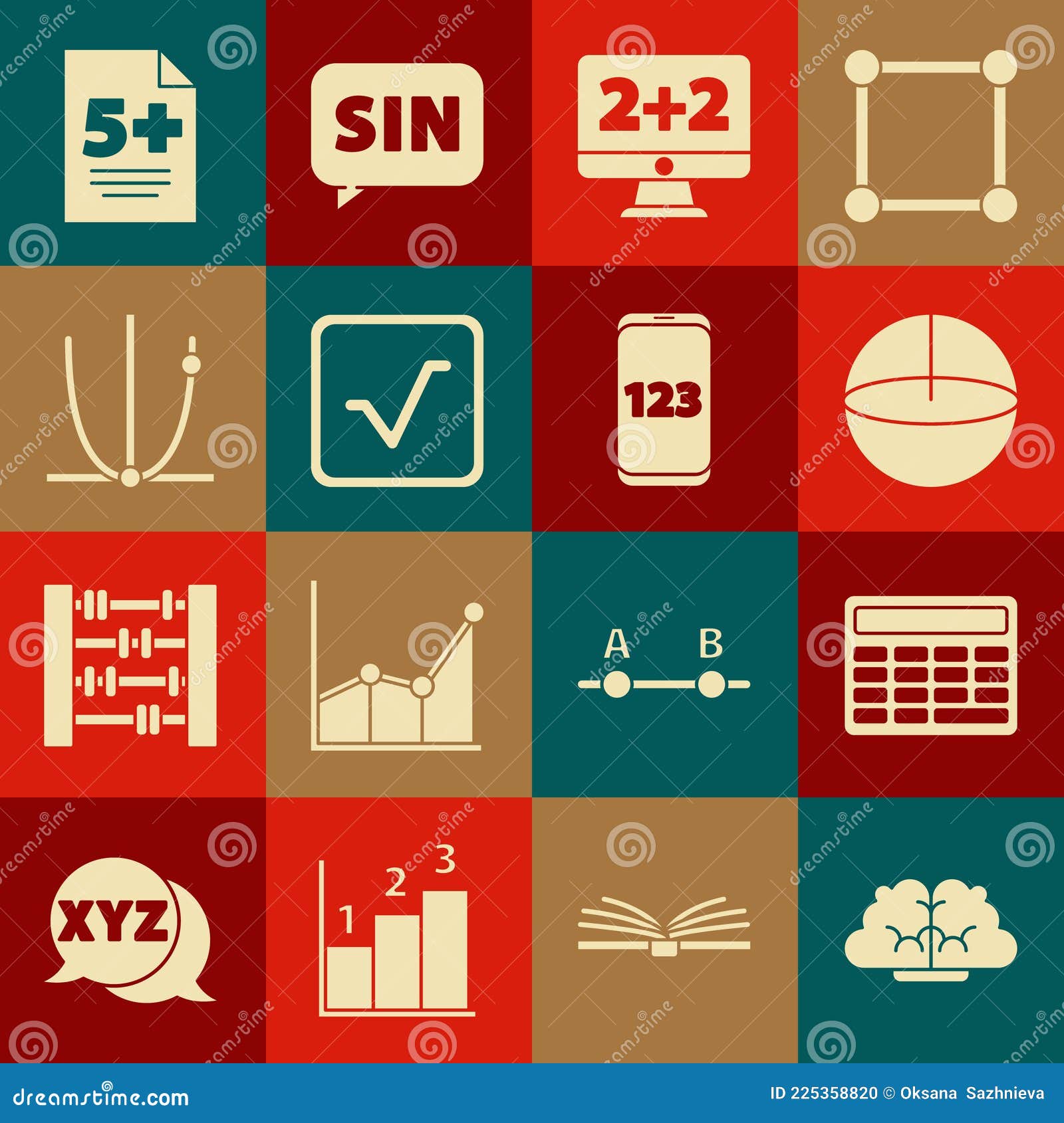 Set Human Brain, Calculator, Geometric Figure Sphere, Equation Solution ...