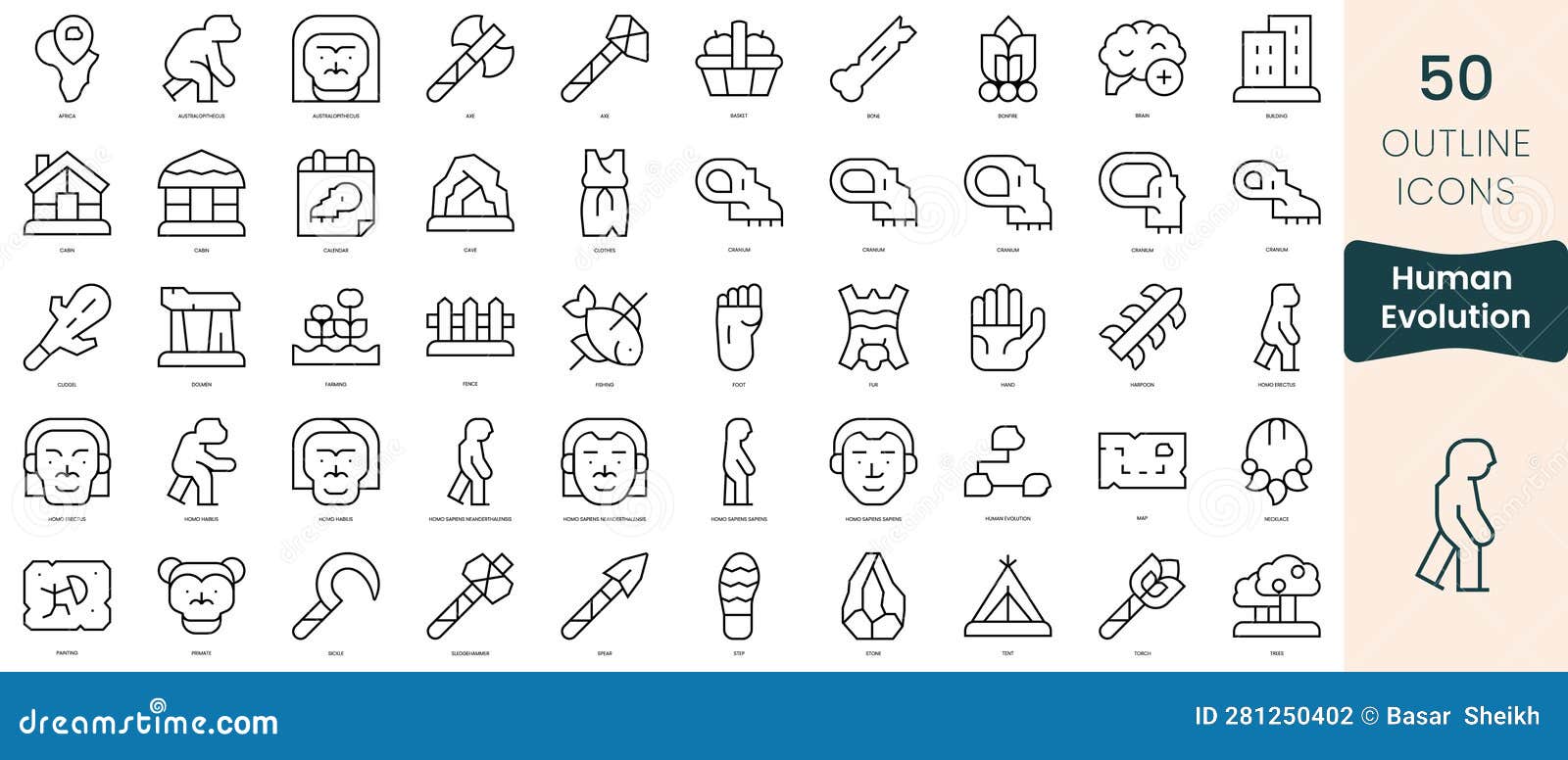 Set of Human Evolution Icons. Thin Linear Style Icons Pack Stock Vector ...