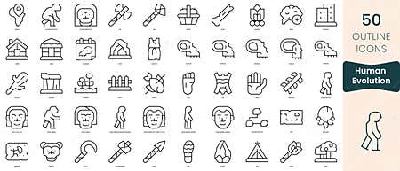 Set of Human Evolution Icons. Thin Linear Style Icons Pack Stock Vector ...