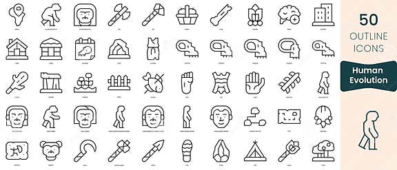 Set of Human Evolution Icons. Thin Linear Style Icons Pack Stock Vector ...