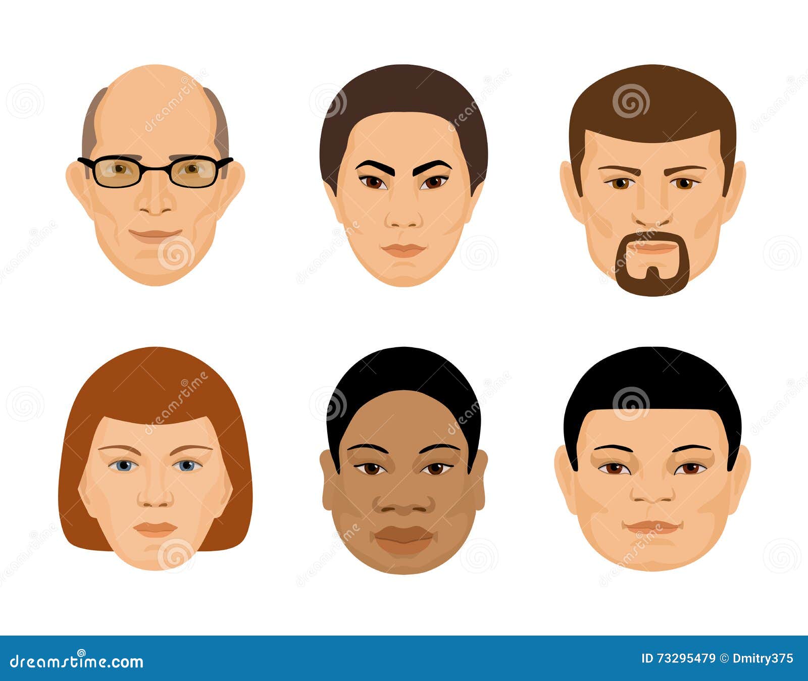 Set of Human Faces Different Age and Ethnicity Stock Vector ...
