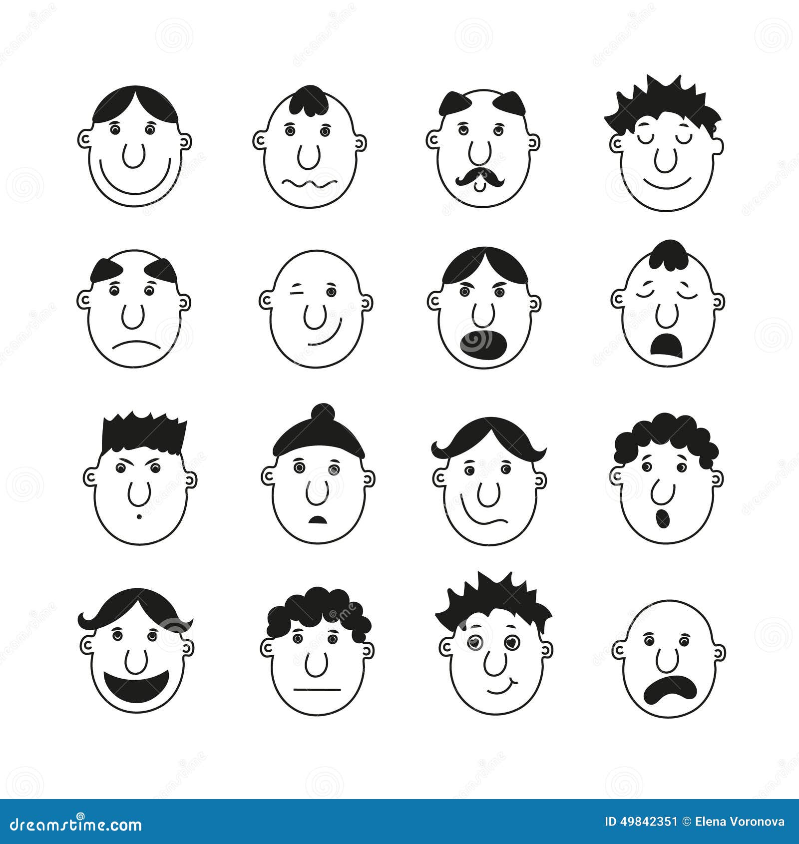 A Set Of Human Faces With Emotions Stock Vector - Image: 49842351