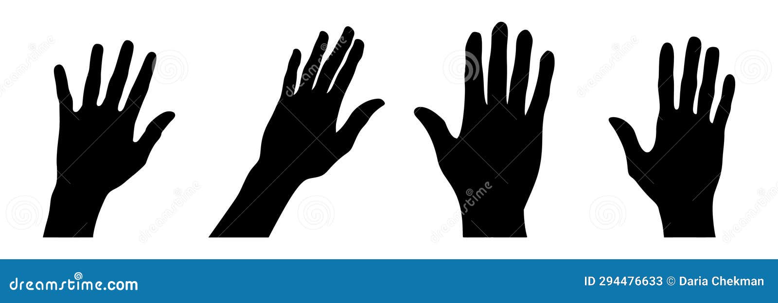 Set of Human Hand Silhouettes, Open Palms Isolated Stock Vector ...