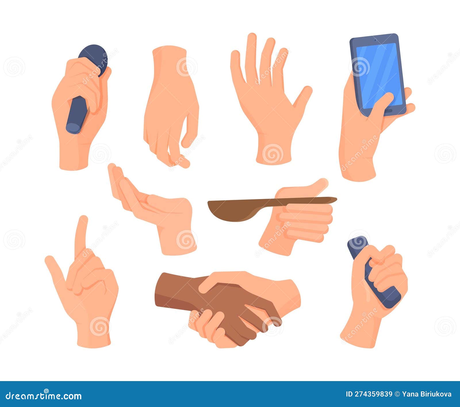 Two Hands Performing A Wrist Grasp In A Simple Flat Style. Concept Of ...