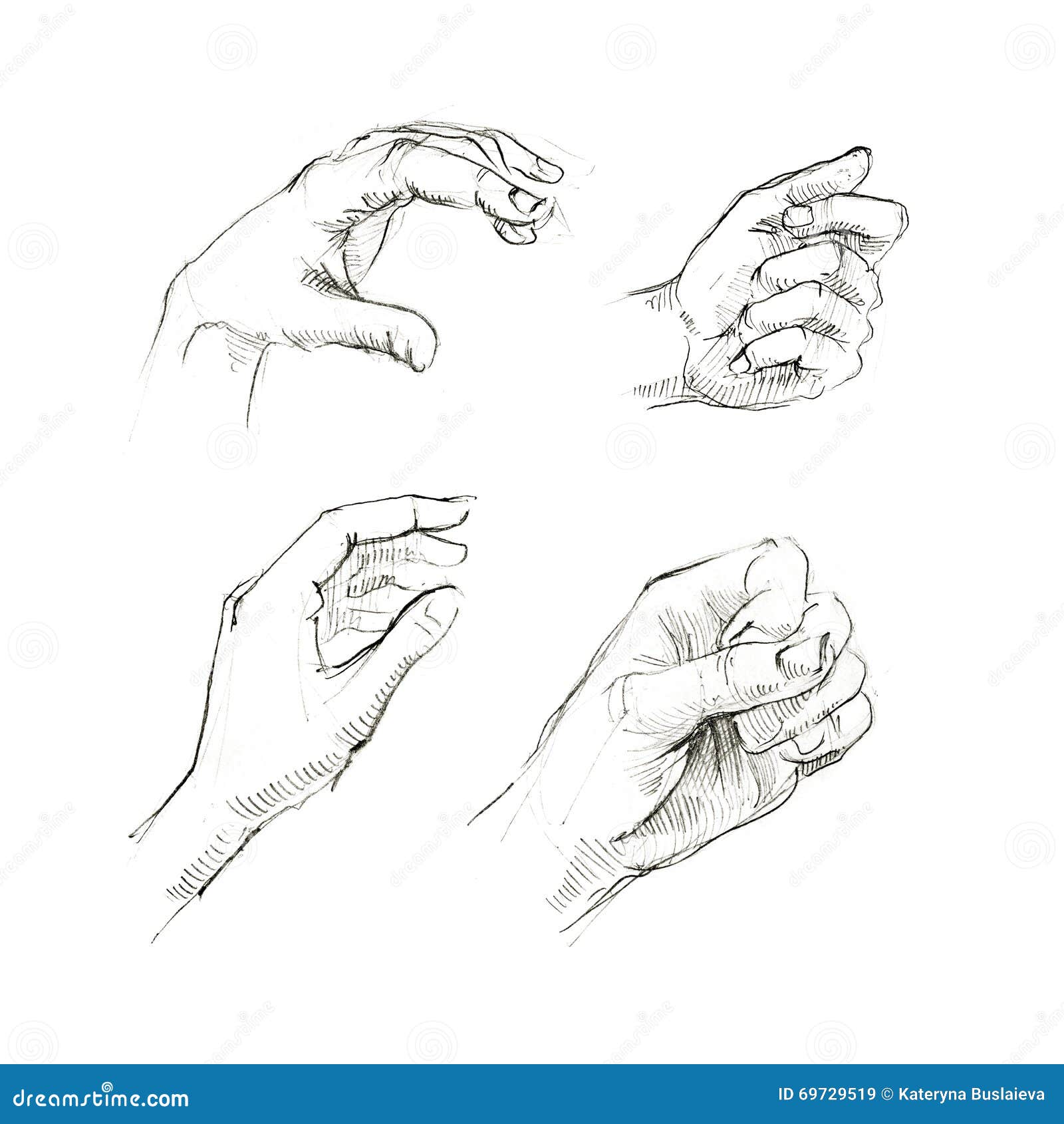 Set of human hands sketch stock illustration. Illustration of classical ...
