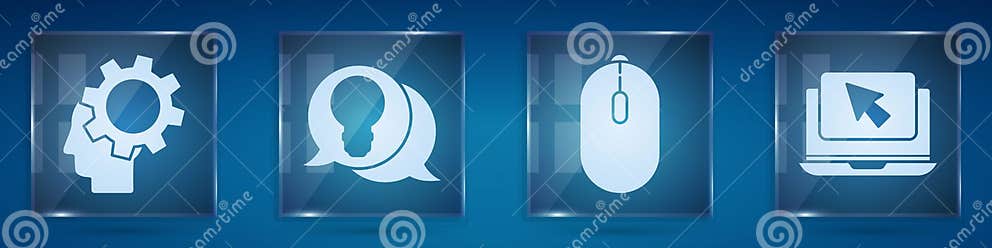 Set Human Head with Gear Inside, Light Bulb with Concept of Idea ...