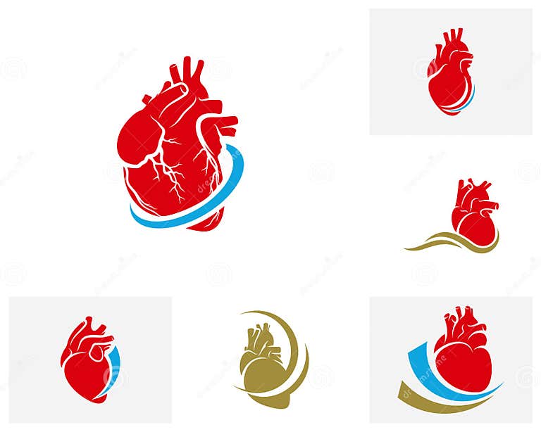 Set of Human Heart Logo Vector Template, Creative Human Heart Logo ...