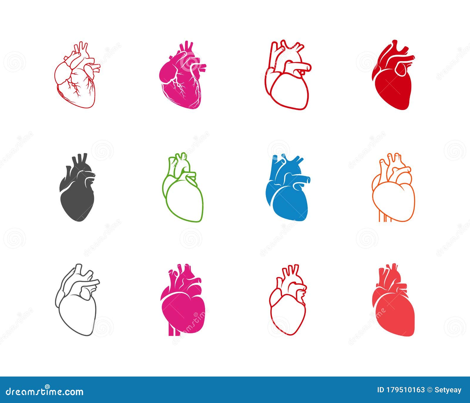 Set of Human Heart Logo Vector Template, Creative Human Heart Logo ...